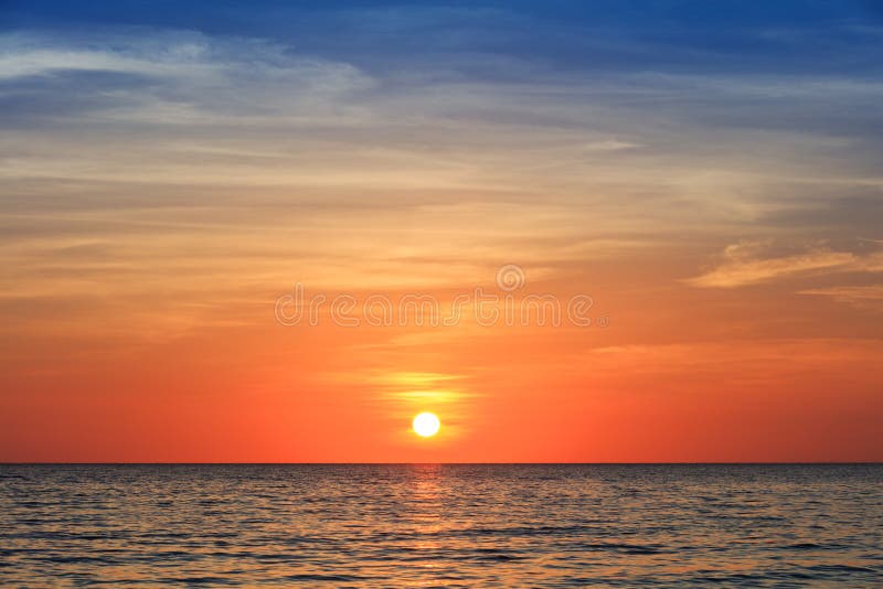 Beautiful Red Sunset Over Ocean Stock Image - Image of beauty, sunset ...