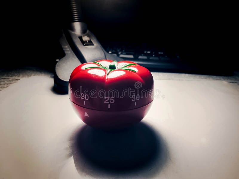 Red Tomato Shaped Kitchen and Pomodoro Timer. Stock Image - Image of ...