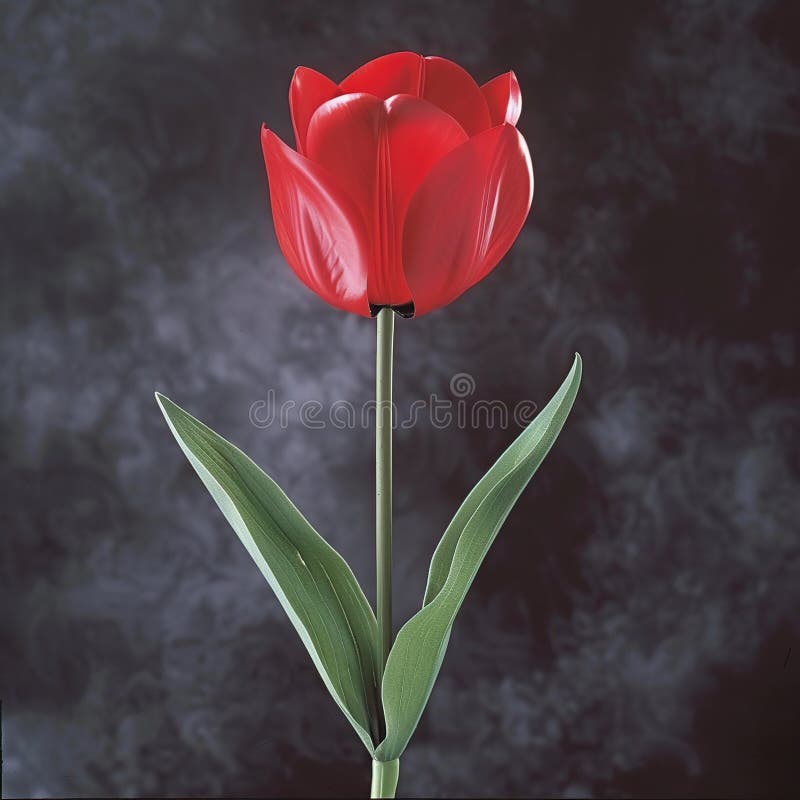 A Beautiful Red Tulip Captured in Full Bloom Against a Dark Background ...