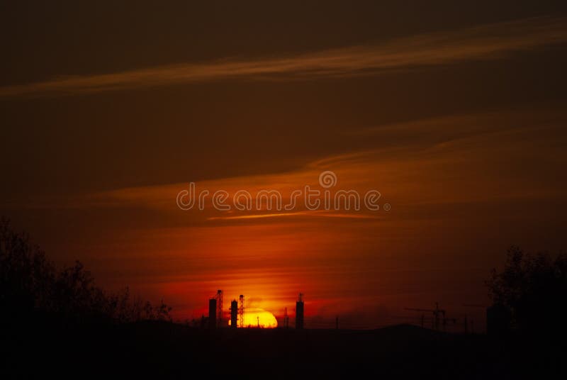 Beautiful Red Warm Sunset in the City Stock Image - Image of glow, nice ...