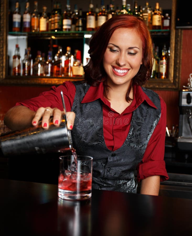 Beautiful redhead barmaid stock image. Image of caucasian - 36580175
