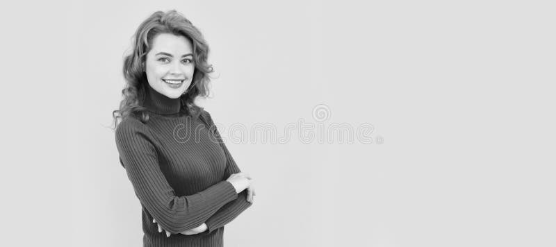 Beautiful Redhead Girl Face Portrait Smiling On Yellow Background Copy Space Fashion Stock