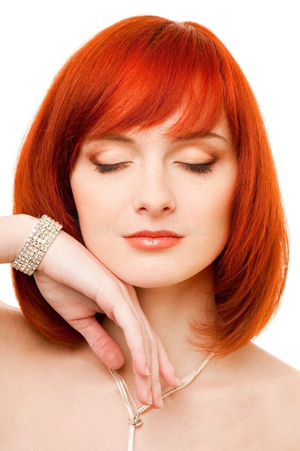 Beautiful redhead woman stock photo. Image of looking - 9417614