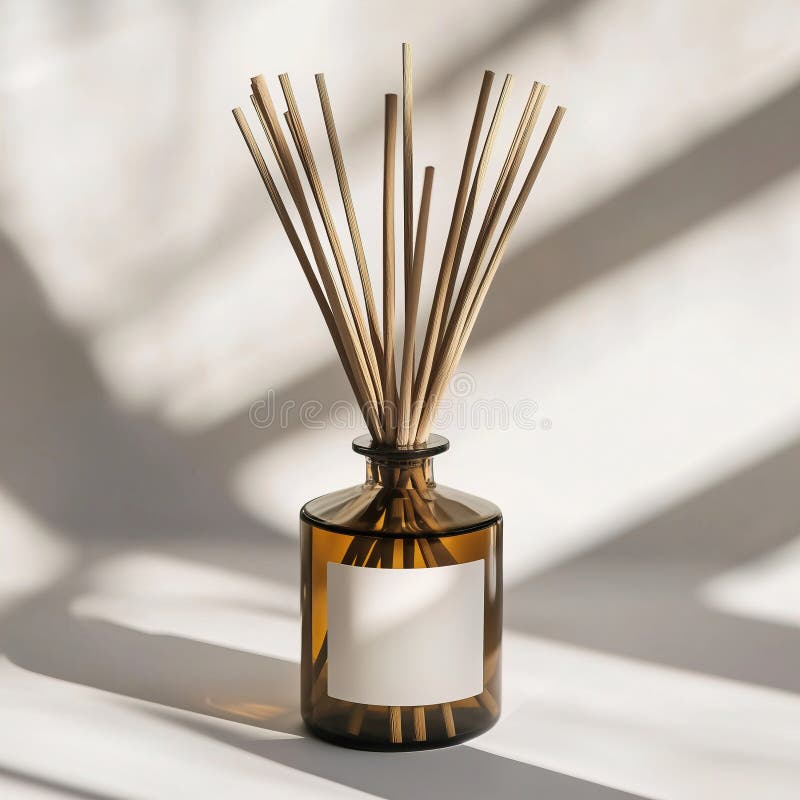 A Beautiful Reed Diffuser Bottle, Complete with Sticks and a White ...