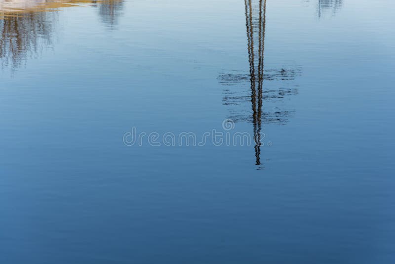 A Beautiful Reflection of the Power Line in the Mirror Smooth Surface ...