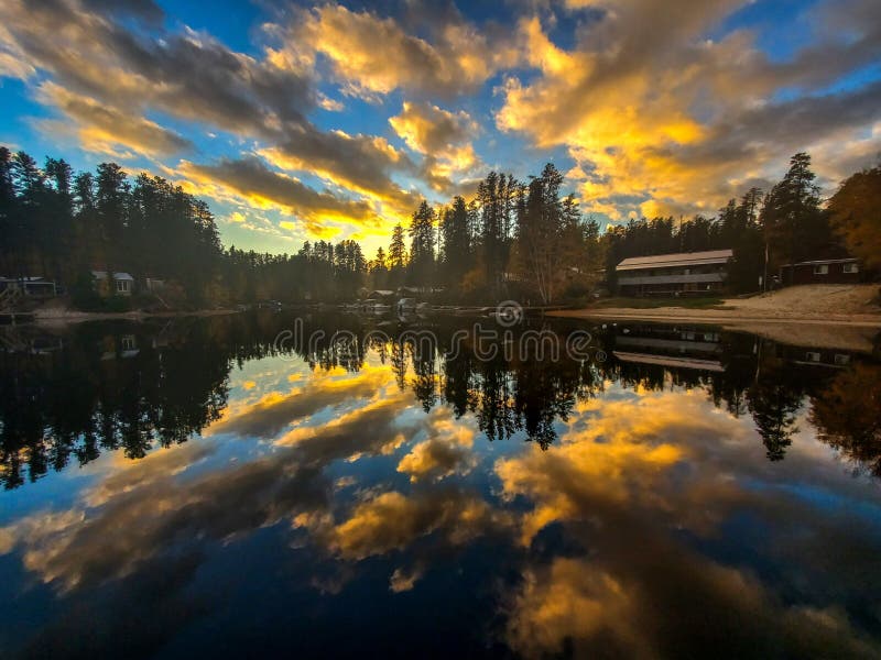 Beautiful Reflection of Sunset Clouds in a Lake Stock Image - Image of ...
