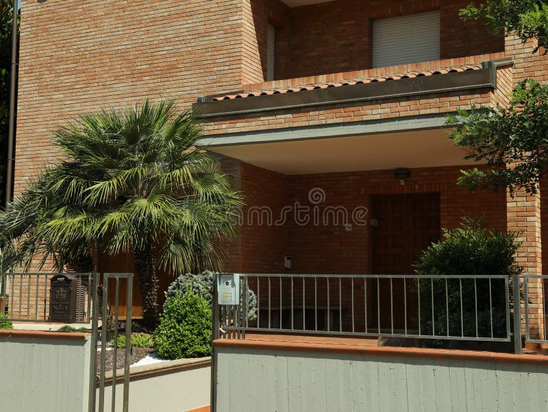 Beautiful Residential House with Yard on Sunny Day Stock Image - Image ...