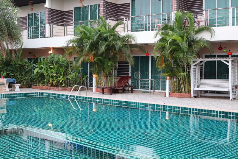 The Beautiful Resort Has a Swimming Pool on a Bright Blue Day. Stock ...