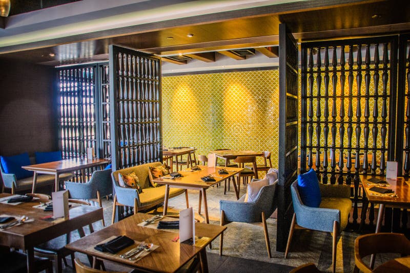 Beautiful Restaurant Interior with Table Setting and Table Ware Stock ...