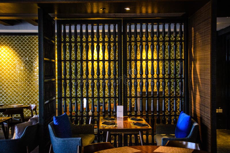 Beautiful Restaurant Interior with Table Setting and Table Ware Stock ...