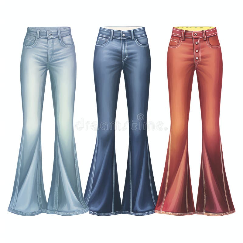 Beautiful Retro Bell-bottom Jeans Clipart Illustration Stock ...