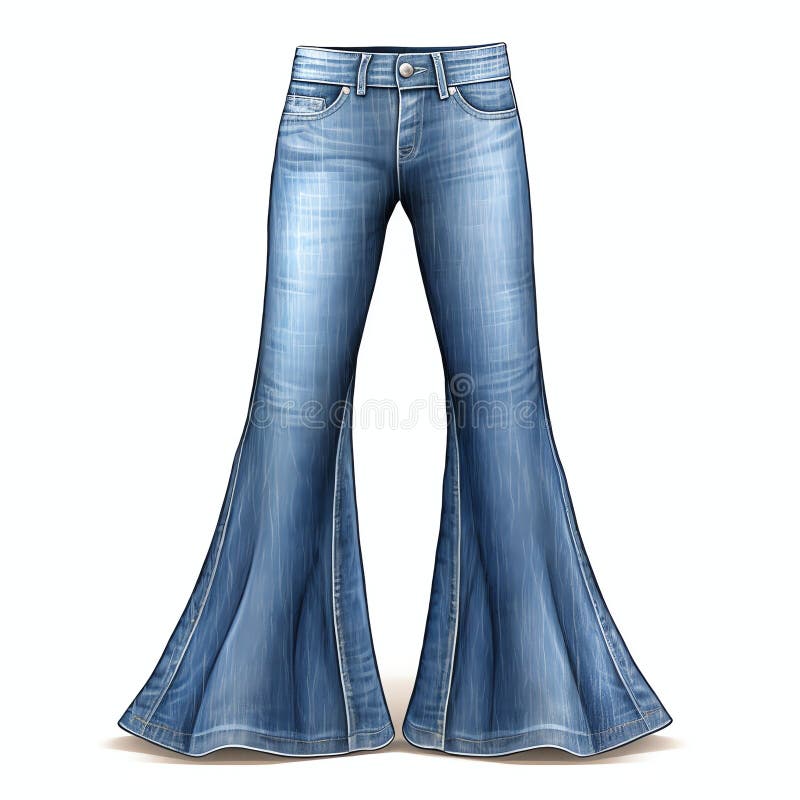 Beautiful Retro Bell-bottom Jeans Clipart Illustration Stock ...