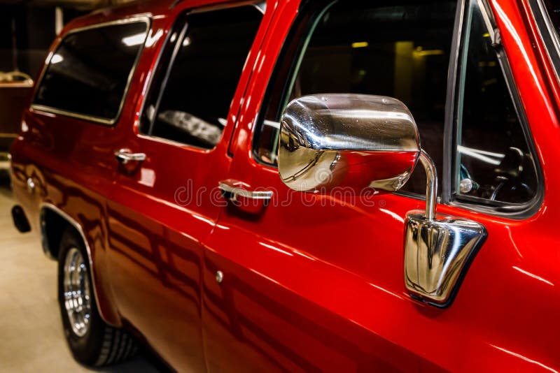 Beautiful Retro Car of Red Color Stock Photo - Image of american, cuba ...