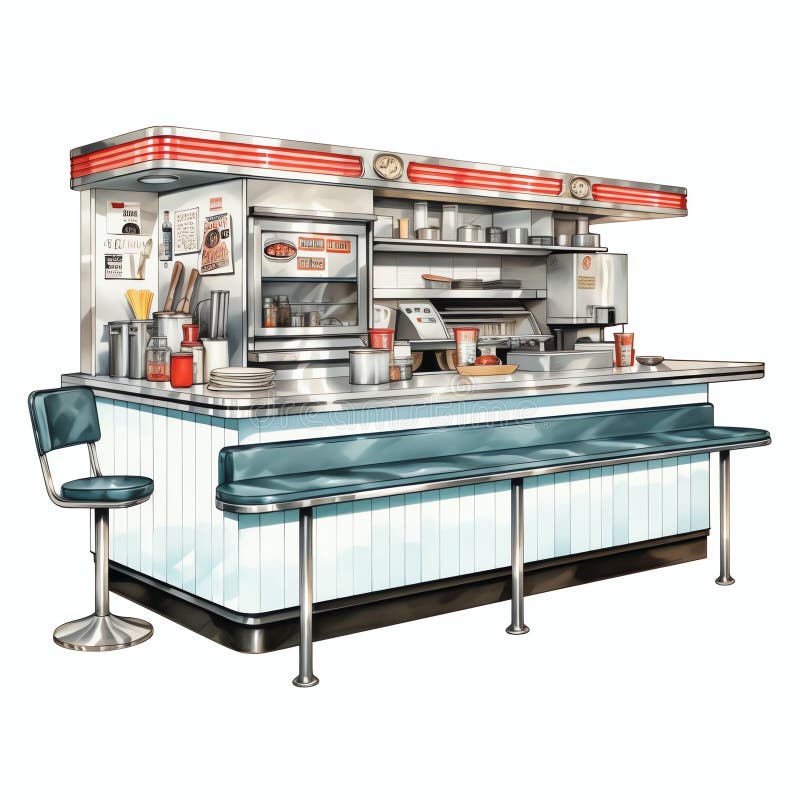 Beautiful Retro Diner Counter Clipart Illustration Stock Illustration ...