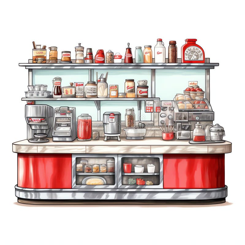 Beautiful Retro Diner Counter Clipart Illustration Stock Illustration ...