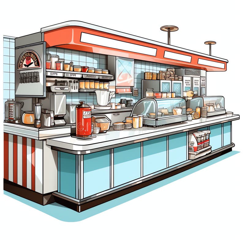 Beautiful Retro Diner Counter Clipart Illustration Stock Illustration ...