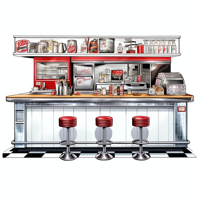 Beautiful Retro Diner Counter Clipart Illustration Stock Illustration ...