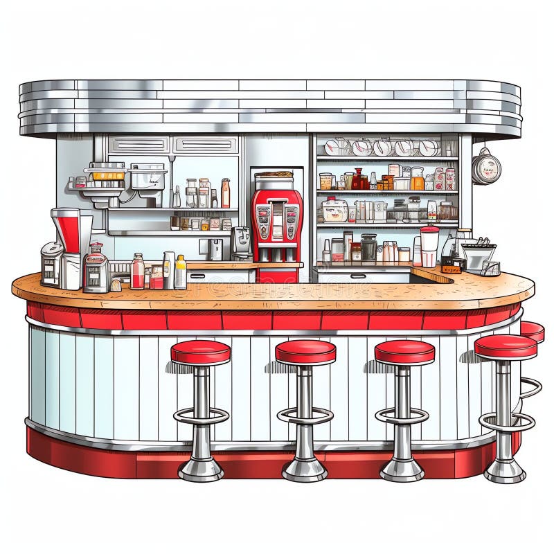 Beautiful Retro Diner Counter Clipart Illustration Stock Illustration ...