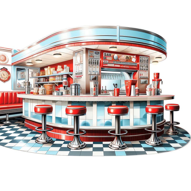Beautiful Retro Diner Counter Clipart Illustration Stock Illustration ...