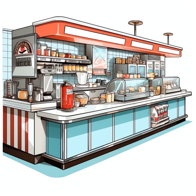 Beautiful Retro Diner Counter Clipart Illustration Stock Illustration ...