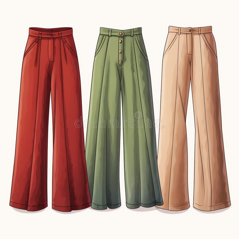 Beautiful Retro High-waisted Pants Clipart Illustration Stock ...