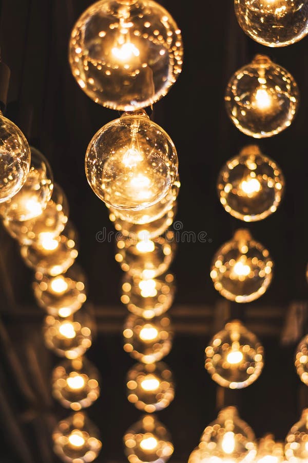 Beautiful Retro Light Bulb Decor Glowing Stock Image - Image of antique ...