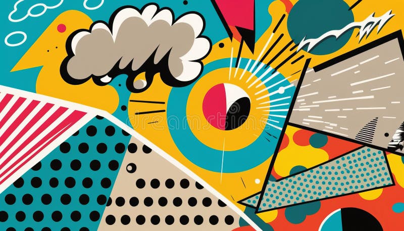 Retro Pop Art Pattern. AI Generative. Stock Illustration - Illustration ...