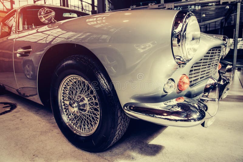 Beautiful Retro Silver Car at the Show Some Stock Image - Image of ...