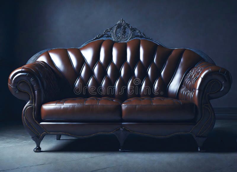 Beautiful Retro Style Leather Sofa, 3d Illustration Stock Illustration ...