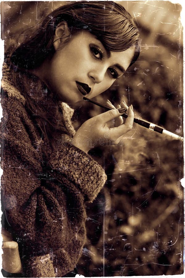 Beautiful Retro Stylized Photo Stock Photo - Image of cigarette, lady ...