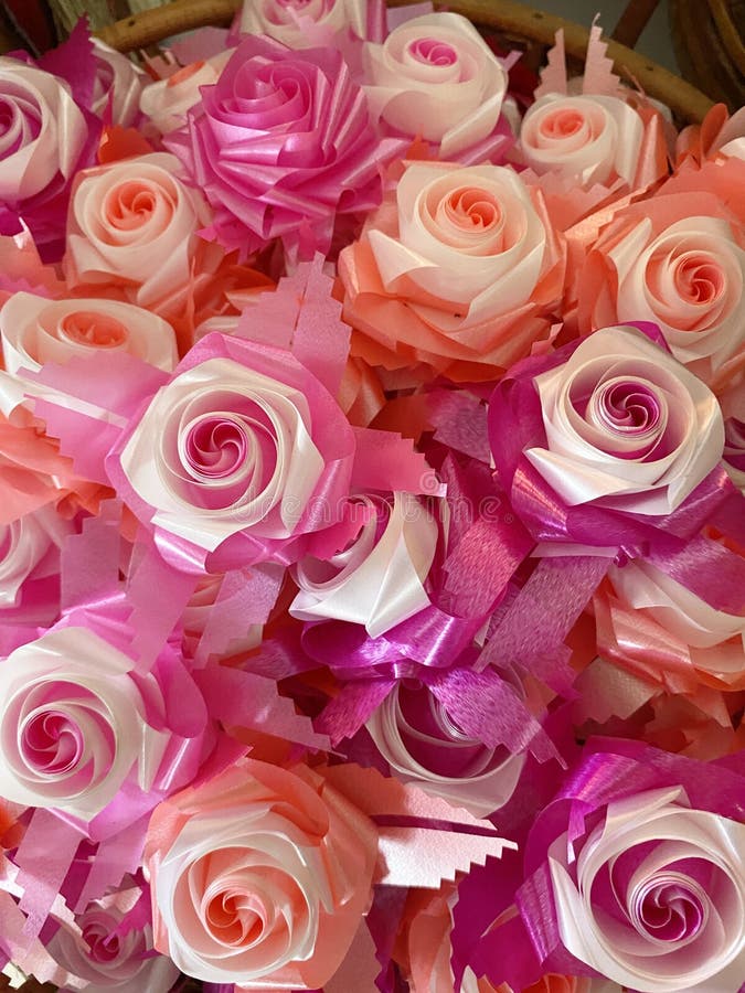 Beautiful Ribbon Isolated on White, Top View Stock Photo - Image of ...