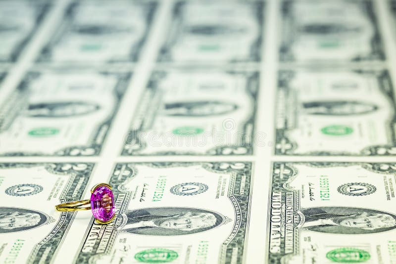 Beautiful Ring with Gem Stone on Money Stock Image - Image of money ...