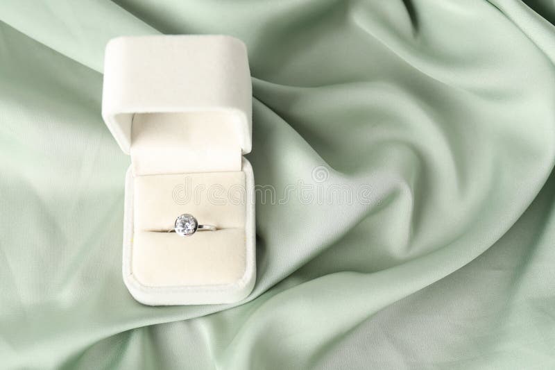 Beautiful Ring Gemstone Box Green Fabric Top View Stock Photos - Free ...
