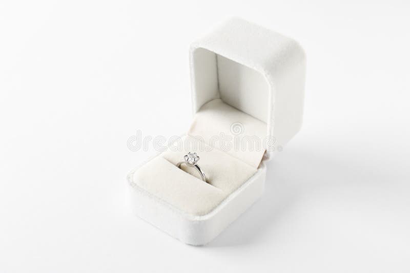 Beautiful Ring with Gemstone in Box on White Background Stock Photo ...