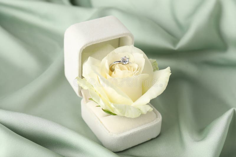 Beautiful Ring Gemstone Flower Green Fabric Stock Photos - Free ...