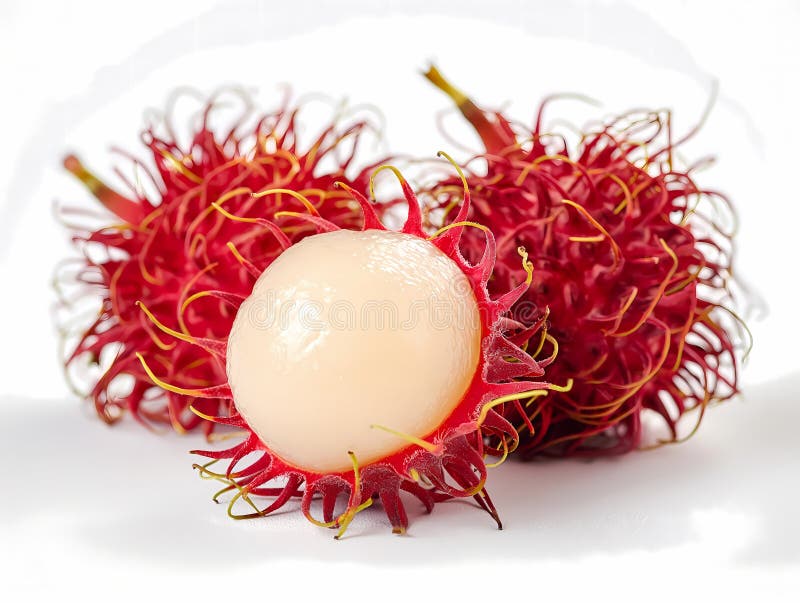 A Ripe Red Rambutan Fruit with a White Centre Stock Illustration ...