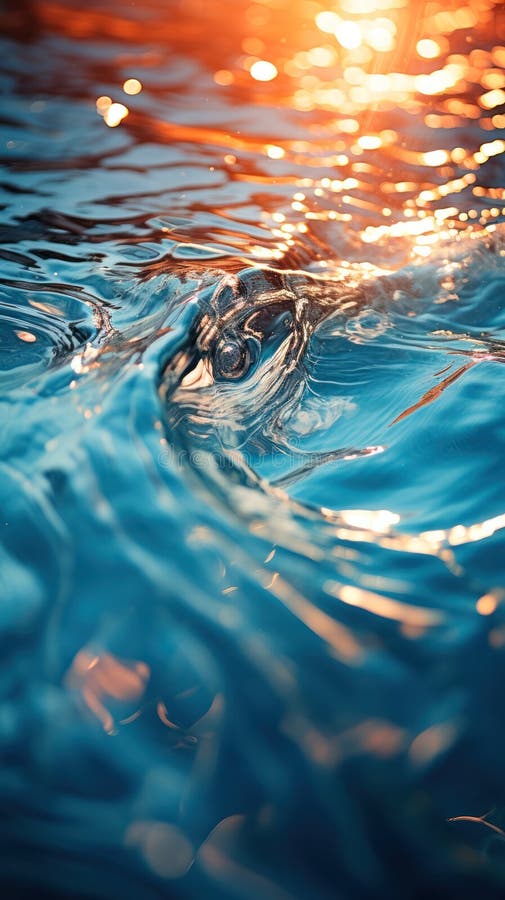 Beautiful Ripples on the Surface of Sea Water with Sun Rays Stock Image ...