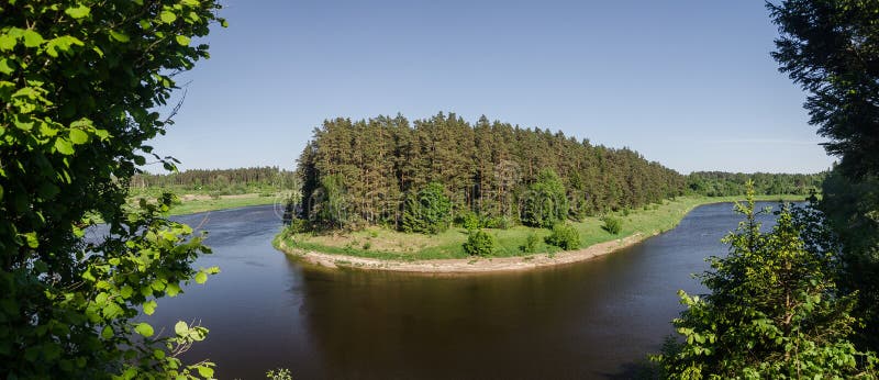 Beautiful River Bend and Forests on a Sunny Spring Day Stock Photo ...