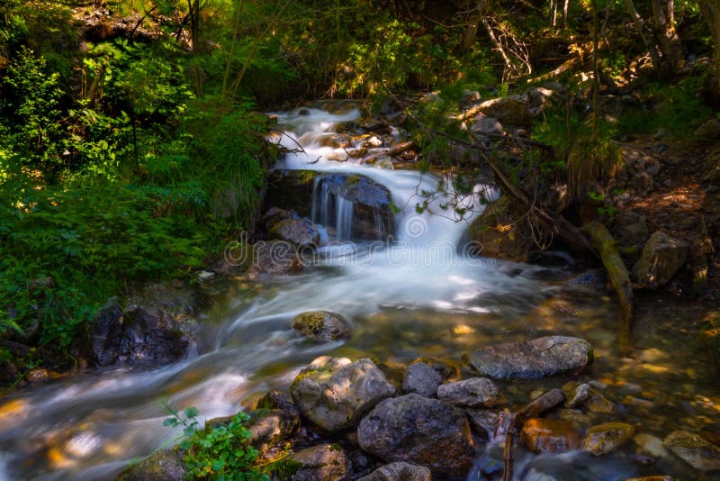 Beautiful River Falling Slowly from a Waterfall in the Aragonese ...