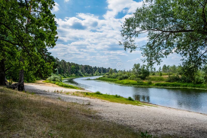 River Flowing among Green Trees. Stock Image - Image of flowing, blue ...