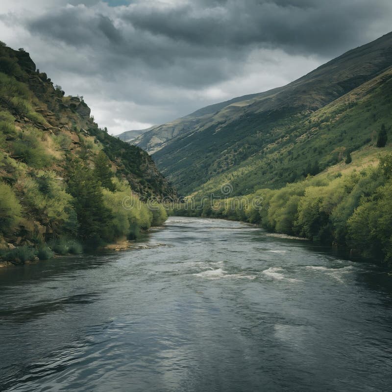 A Beautiful River Flowing through Mountains. Stock Photo - Image of ...