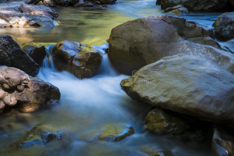 Beautiful River Flowing among Rocks Stock Photo - Image of fast ...