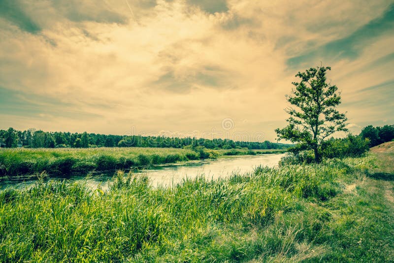 Beautiful river landscape stock image. Image of color - 43560365