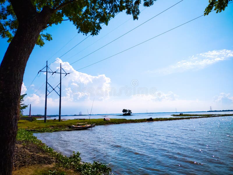 Beautiful River Side Natural View Stock Photo - Image of cloud ...