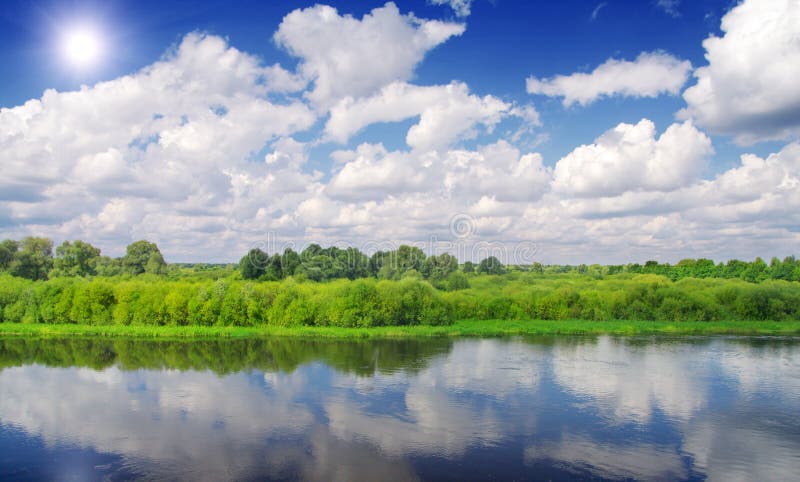 Beautiful river and sky stock image. Image of cloud, scenery - 12425197