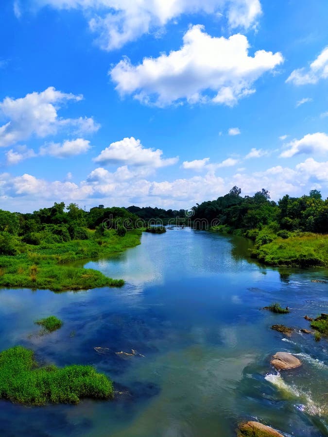 Beautiful River and Sky with Nature. Mind Blowing Stock Image - Image ...