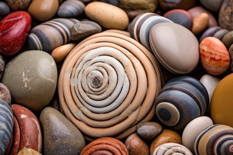 Beautiful River Stones Stacked in a Spiral Pattern Stock Illustration ...