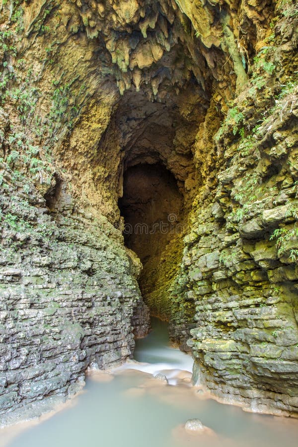 Beautiful River Stream in the Cave. Stock Photo - Image of rock, stream ...