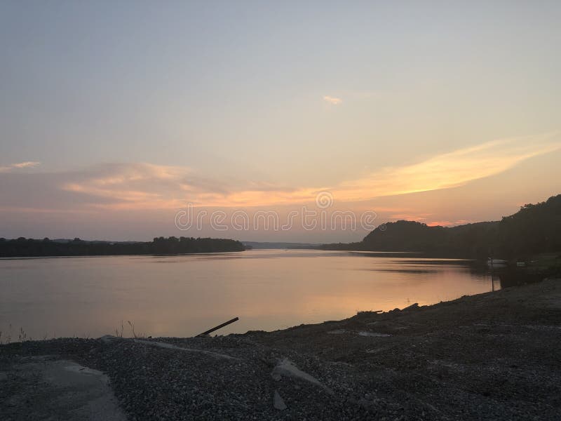 Ohio River Sunset. stock photo. Image of sunset, summer - 126841118