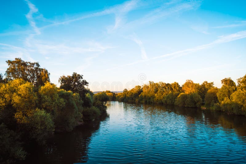 Beautiful river at sunset stock image. Image of forest - 121335071